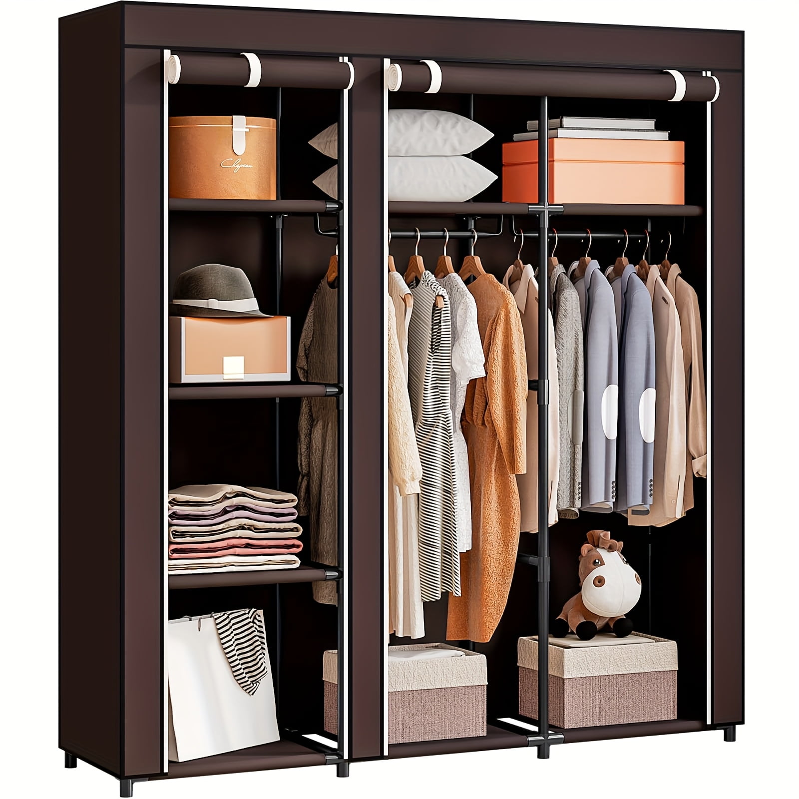 51" Heavy-Duty Metal Closet Organizer - Tall Hanging Clothes Rack with ...