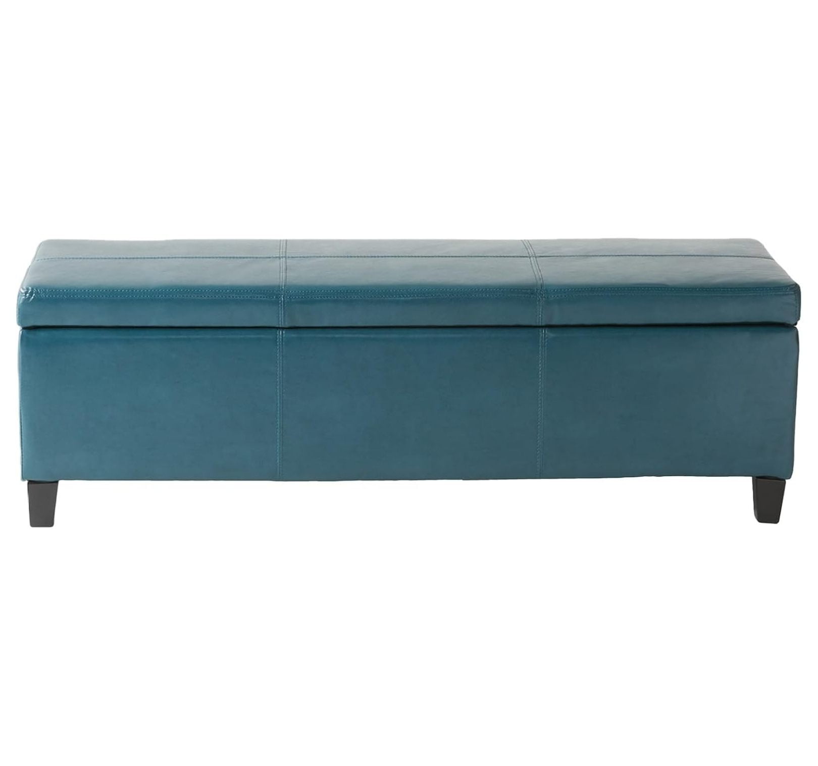 51 Inch Faux Leather Ottoman with Storage, End of Bed Bench with Large ...