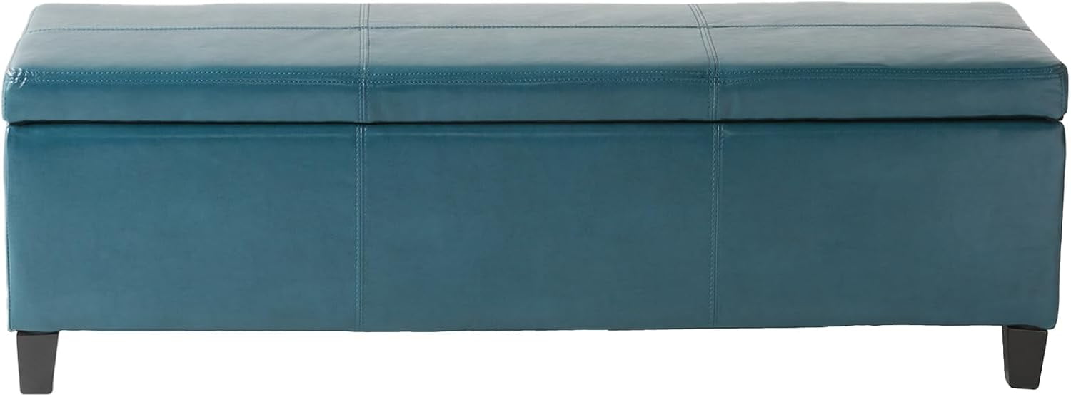51 Inch Faux Leather Ottoman with Storage, End of Bed Bench with Large ...