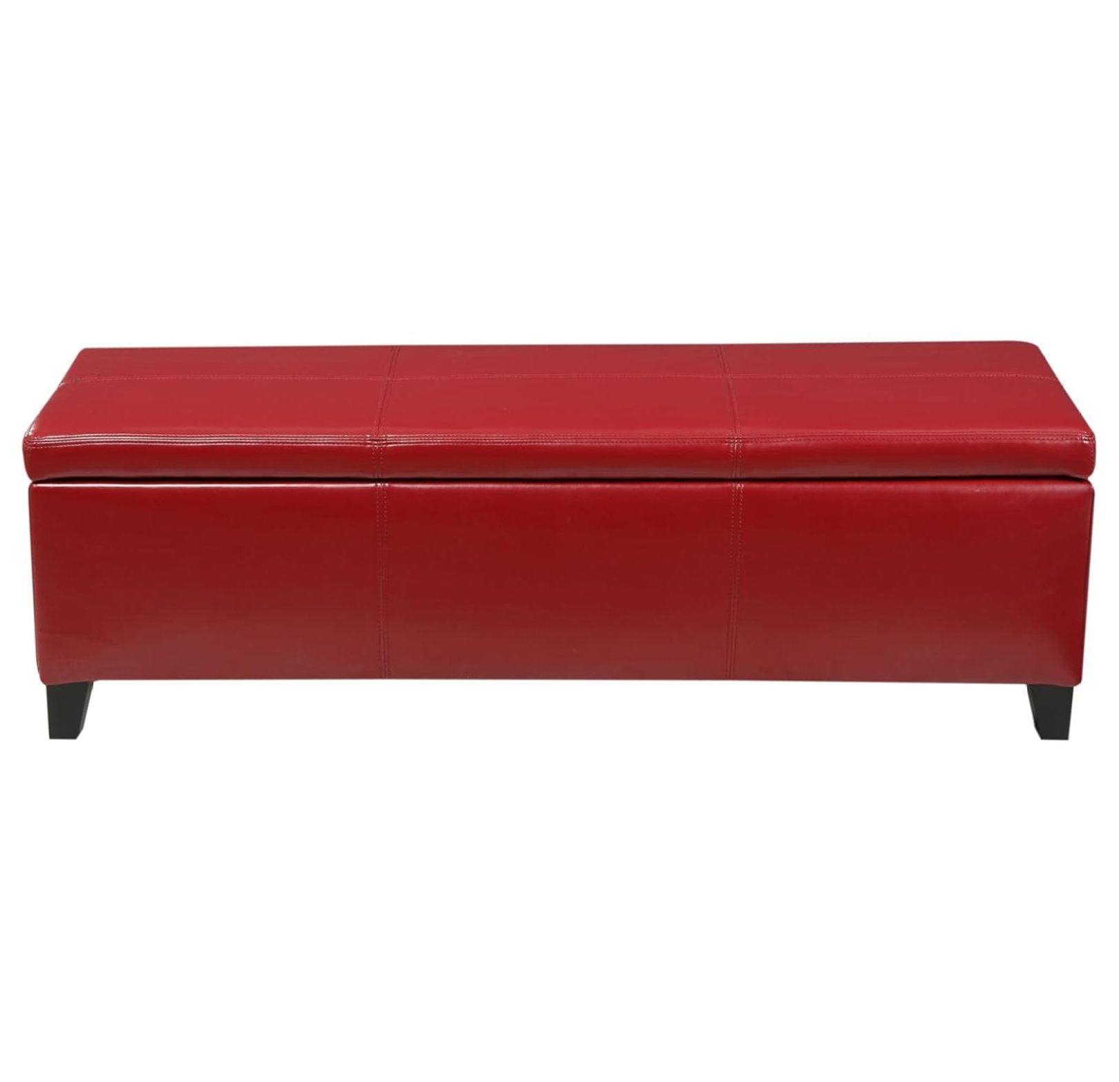 51 Inch Faux Leather Ottoman with Storage, End of Bed Bench with Large ...