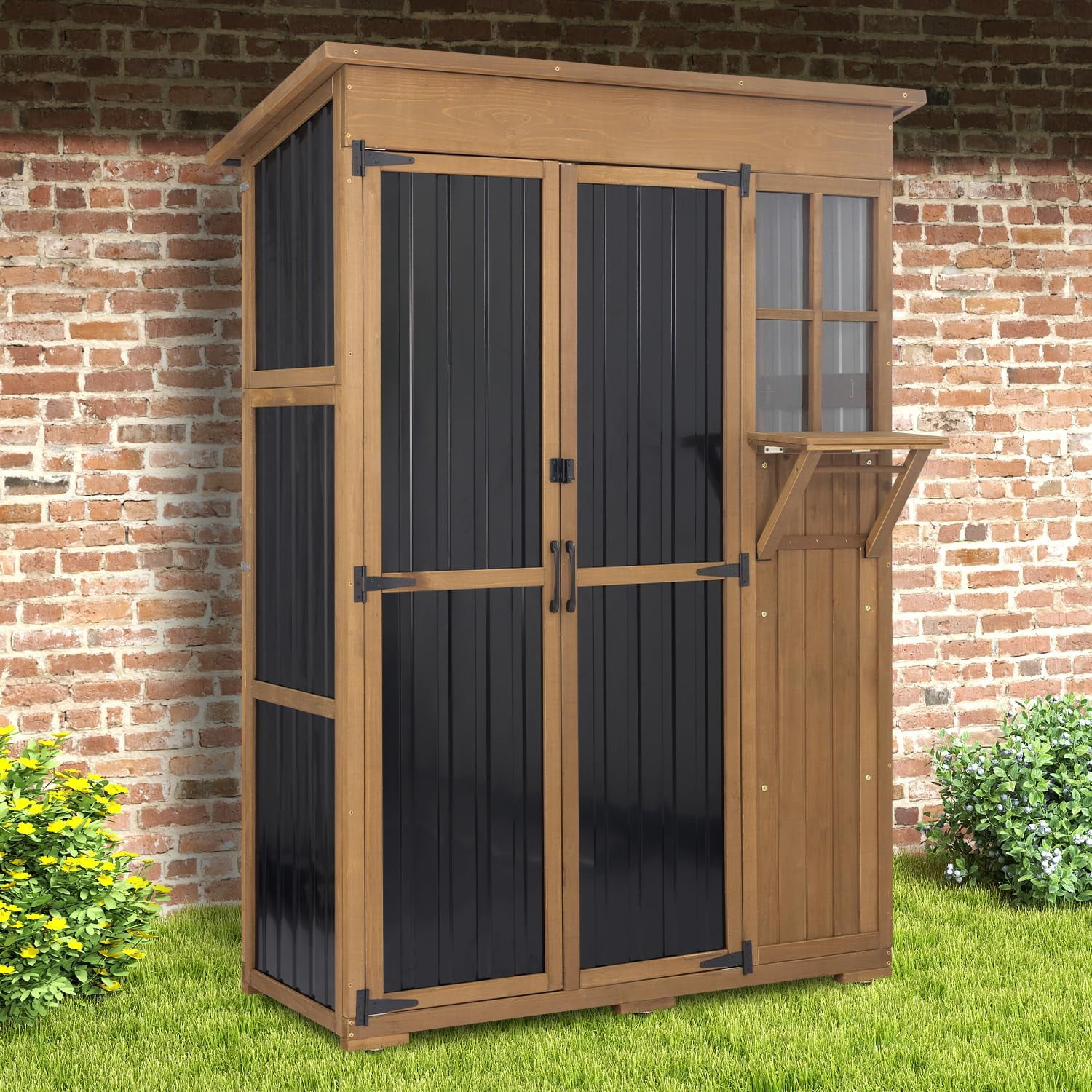 51" L Outdoor Storage Cabinet Waterproof with Shelves, Outside Storage ...