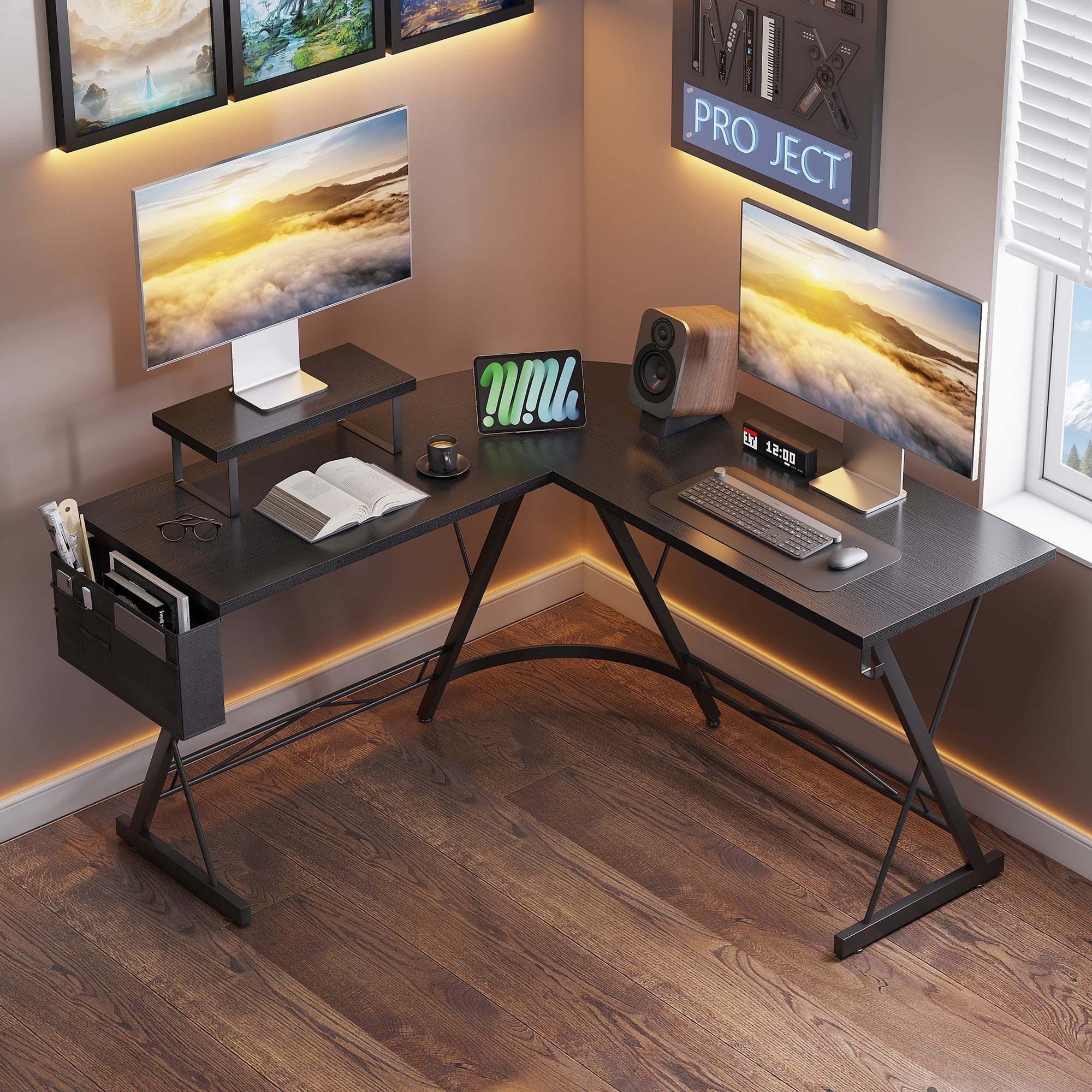 51" L Shaped Gaming Desk, Computer Desk with Monitor Stand Desk ...