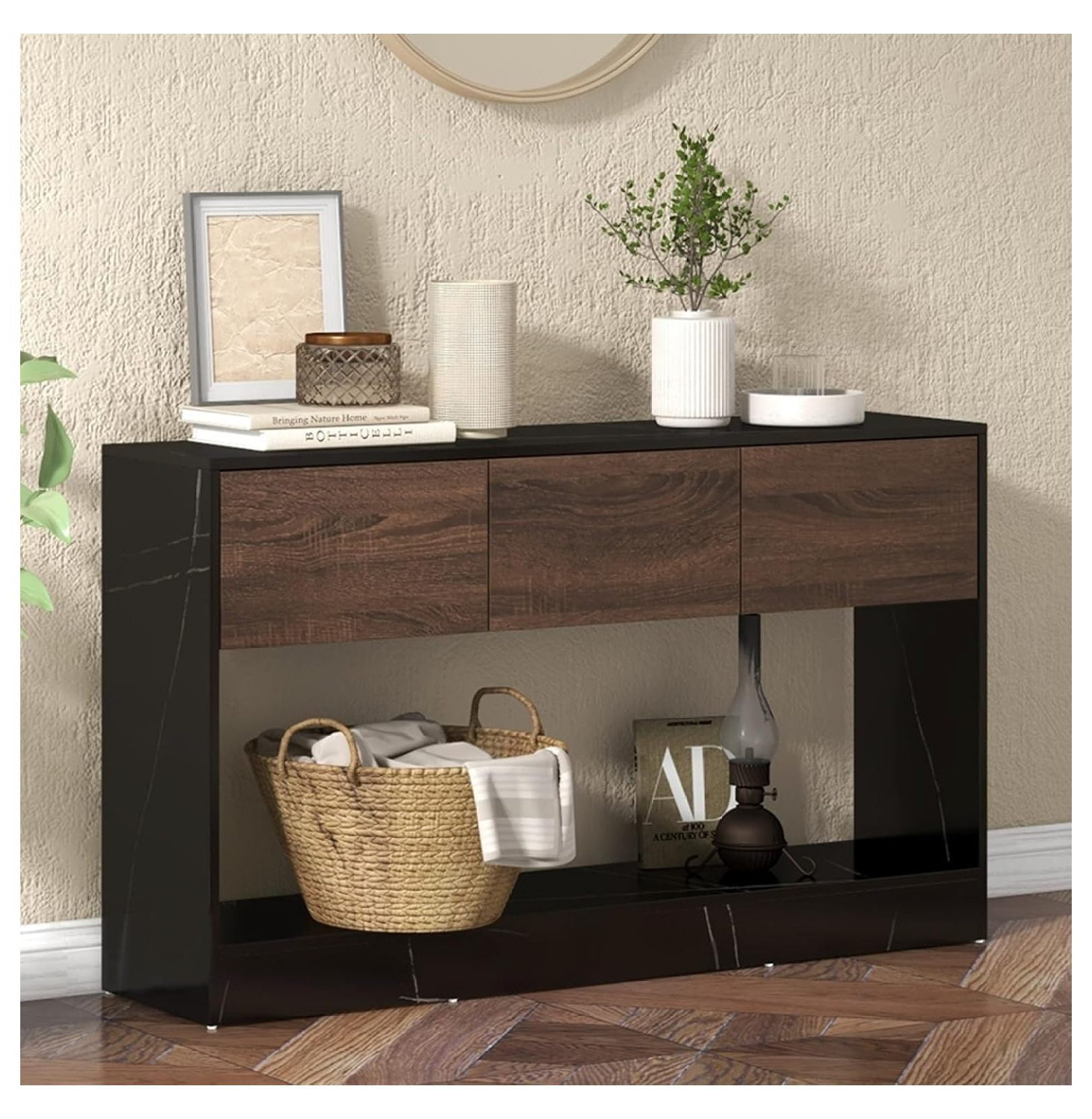 51" Long Console Table 3 Drawers Entryway Sofa Table with Storage and ...