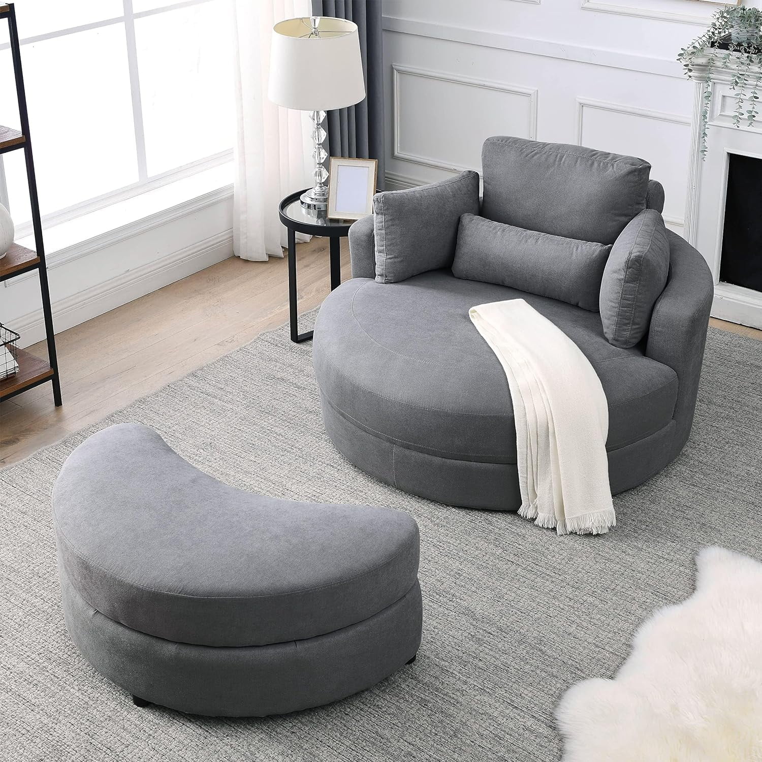51" Modern Swivel Accent Round Chair, Barrel Sofa,Round Cuddle Chair ...