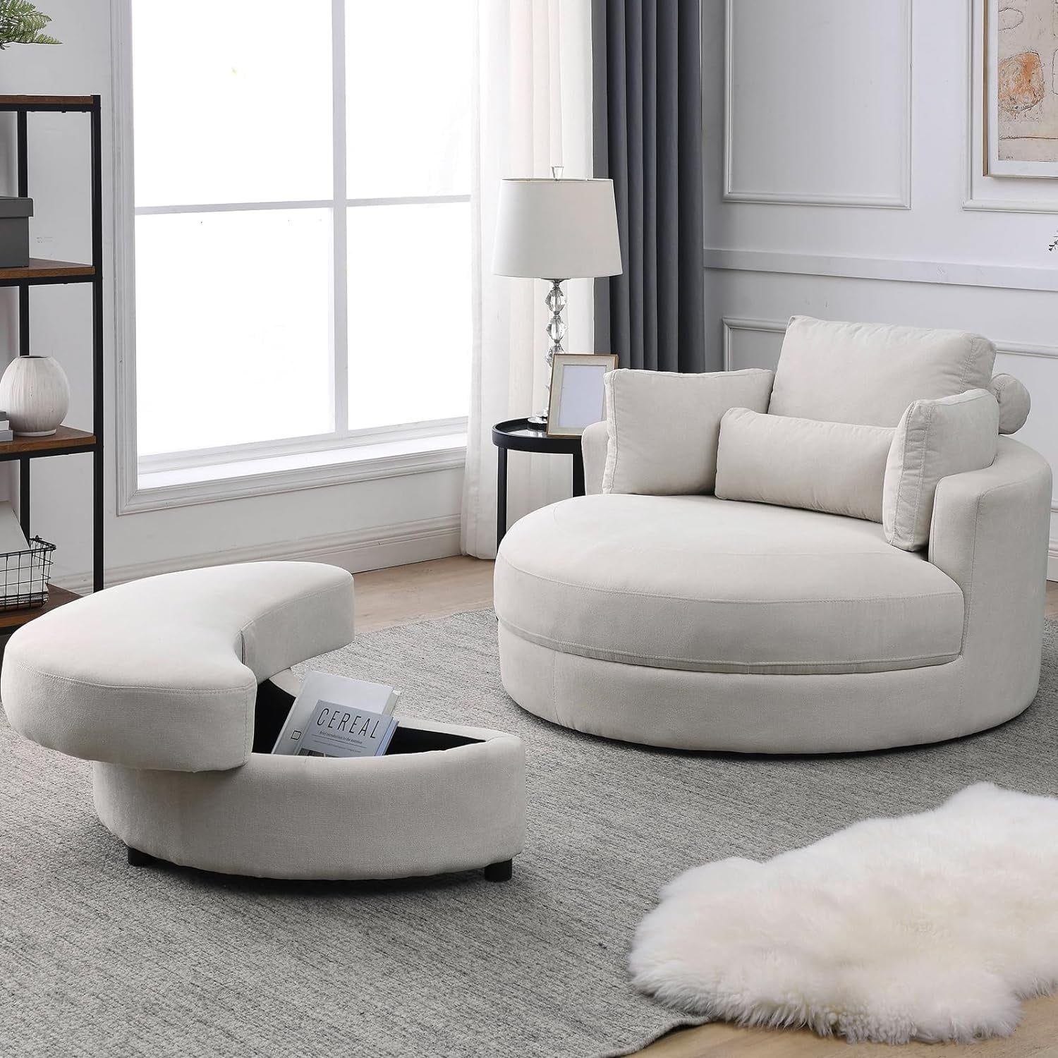 51" Modern Swivel Accent Round Chair, Barrel Sofa,Round Cuddle Chair ...