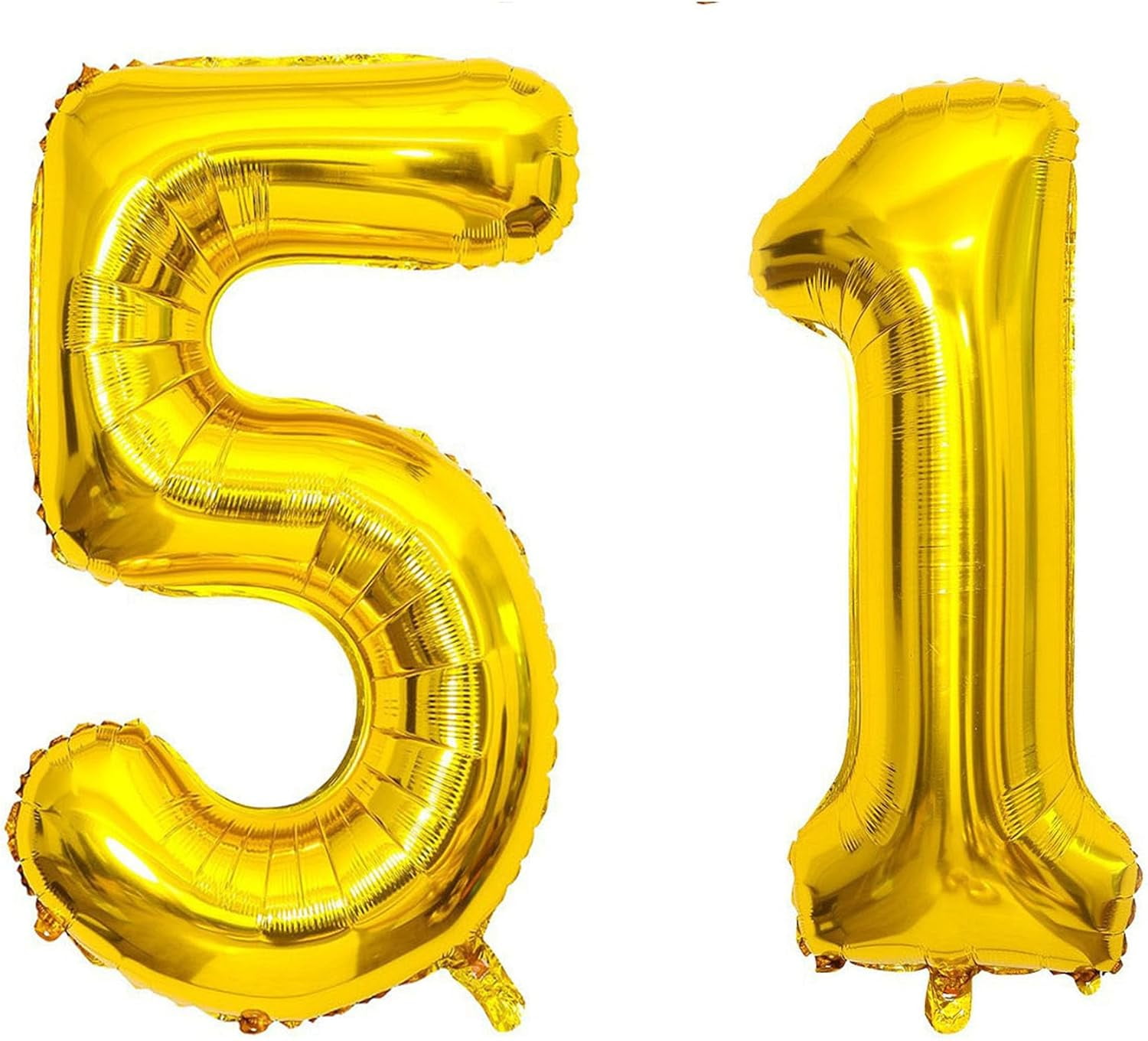 51 Number Balloons 40 Inch Gold Jumbo Numbers 15 Foil Mylar Balloon for ...