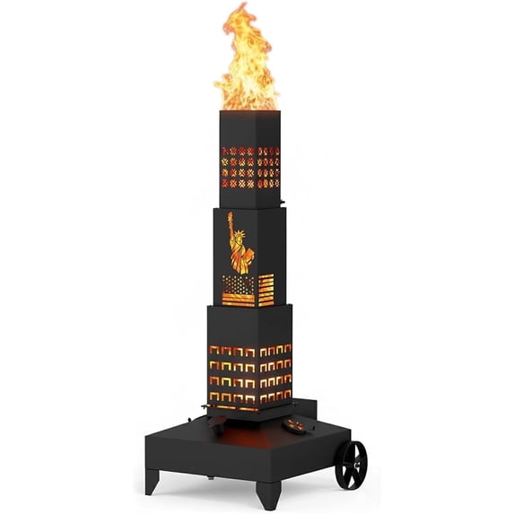51" Smudge Pot Outdoor Patio Heater with Wheels, Portable Multi-Fuel ...