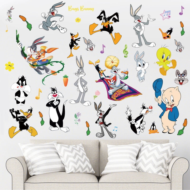 51 PCS For Looney Theme For Tunes Wall Stickers – Cartoon Character PVC ...