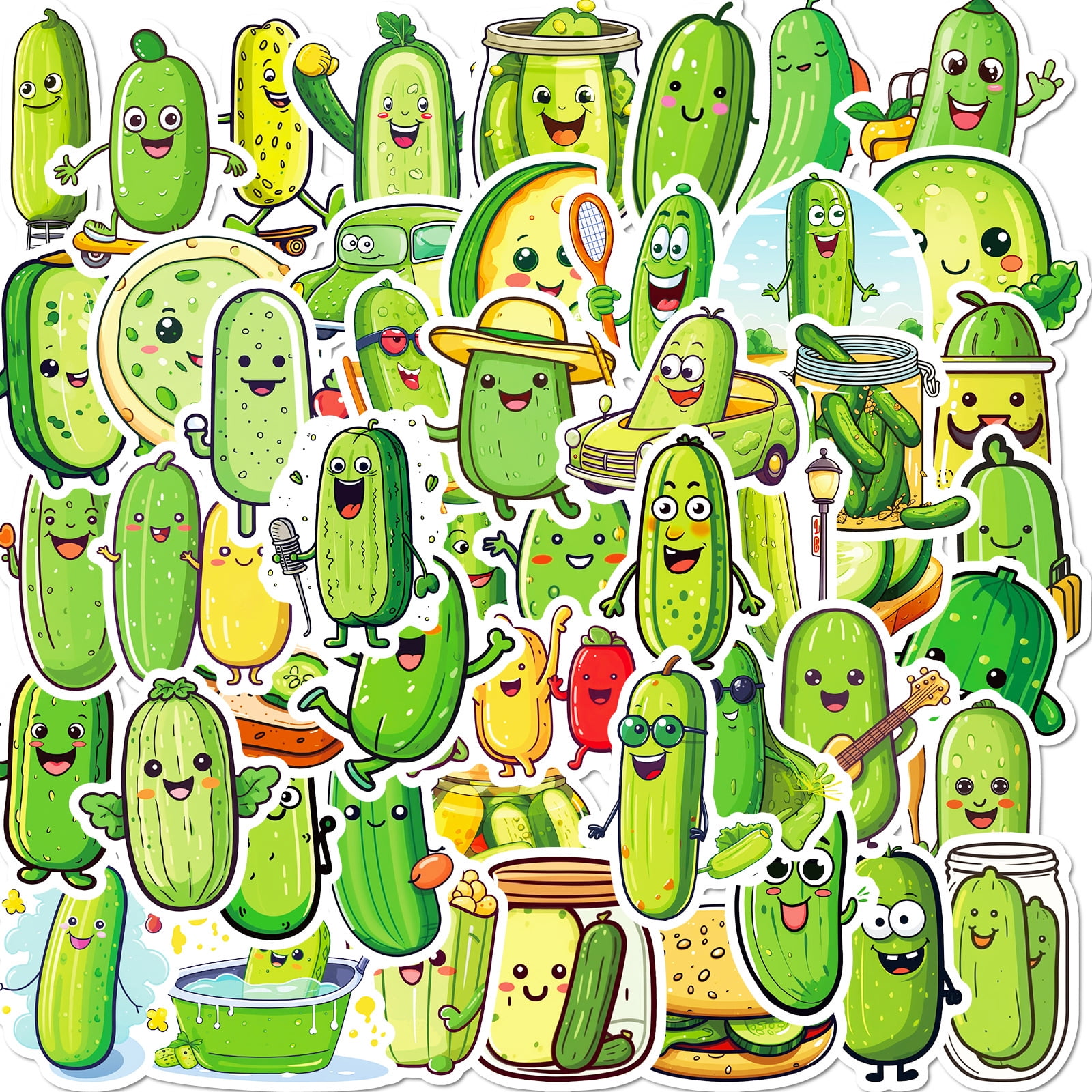 51-Pack Pickle Stickers - Trendy and Fun Pickled Cucumber Decals for ...