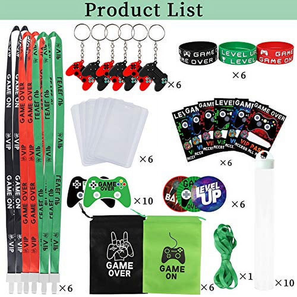 51 Pack Video Game Party Favors Set, Gaming VIP Pass Holder Ticket ...
