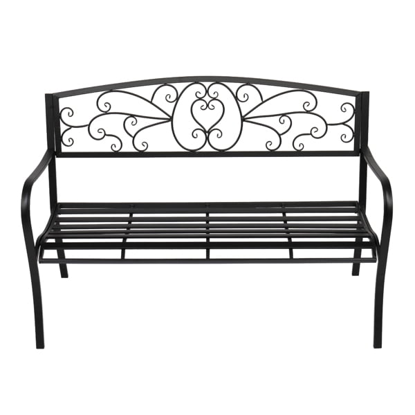 51" Patio Park Garden Bench Outdoor Metal Benches,Cast Iron Steel Frame ...