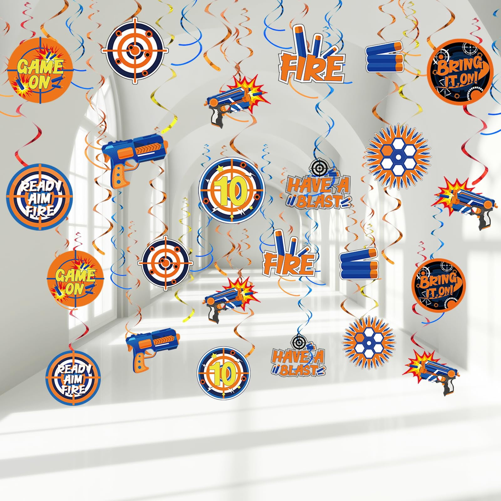 51 Pcs DartTRDN War Party Hanging Swirl Decorations,Blue and Orange ...