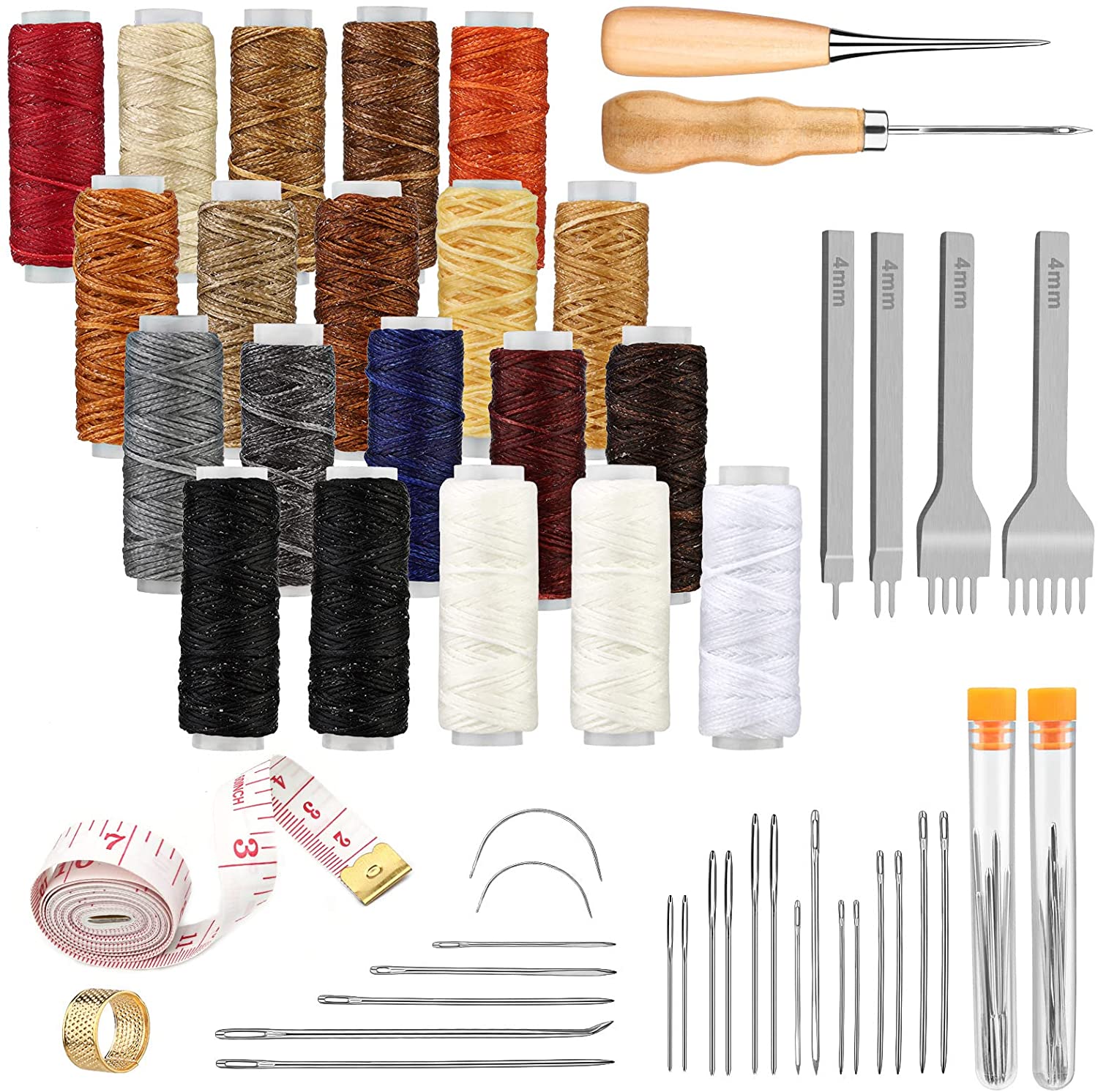 51 Pcs Leather Working Tools, Leather Craft Hand Stitching Tools with ...