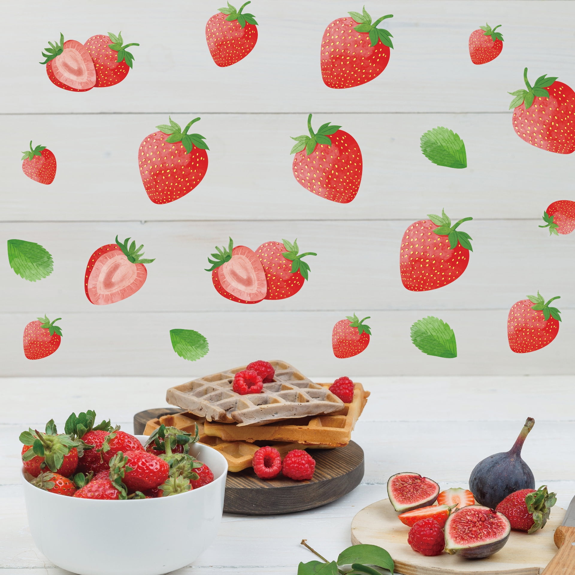 51 Pcs Strawberry Decals Fruit Wall Stickers Vinyl Peel and Stick Wall ...