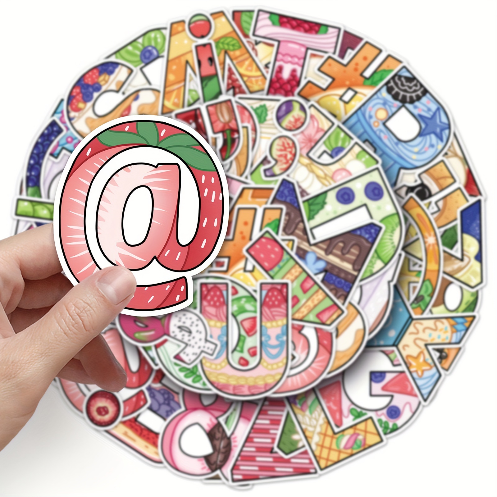 51-Piece Cute Cartoon Alphabet Stickers - Waterproof, Creative Graffiti ...