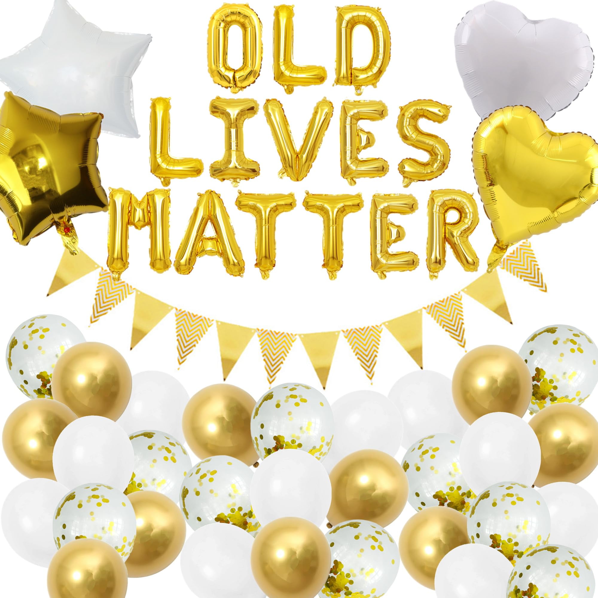 51 Pieces Old Lives Matter Party KKS1 Decoration Gold Funny Birthday ...