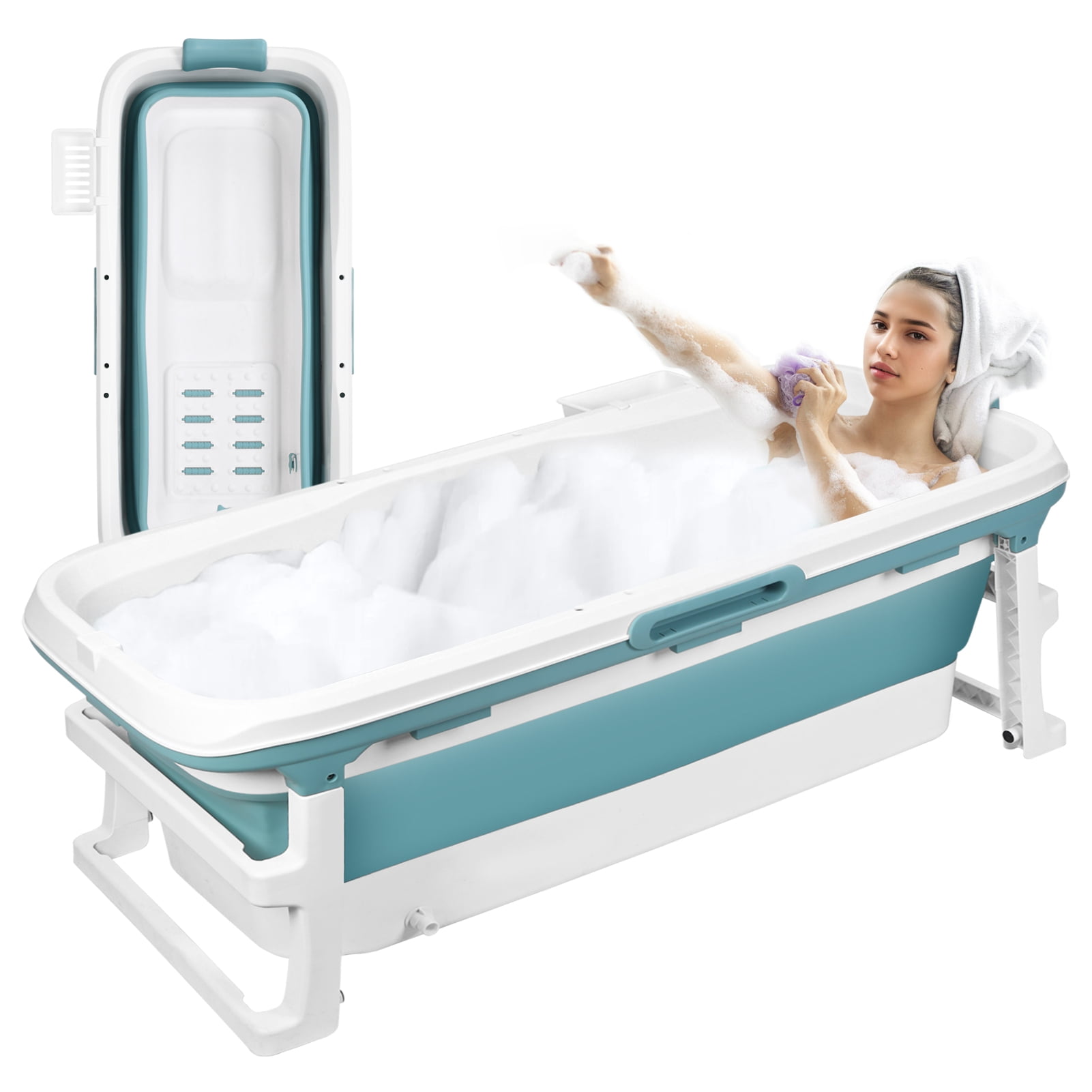 51" Portable Folding Bathtub, Soaking Bath Tub for adult, Foldable Tub ...