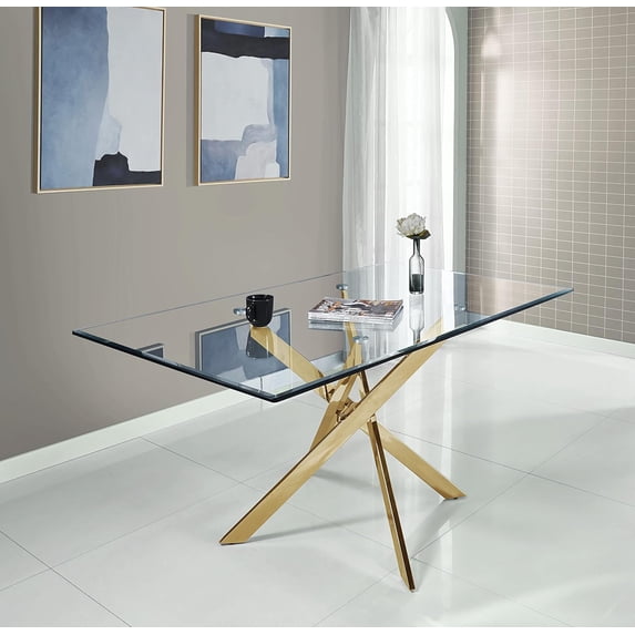 51" Rectangular Dining Table, Modern Glass Kitchen & Dining Room Tables ...