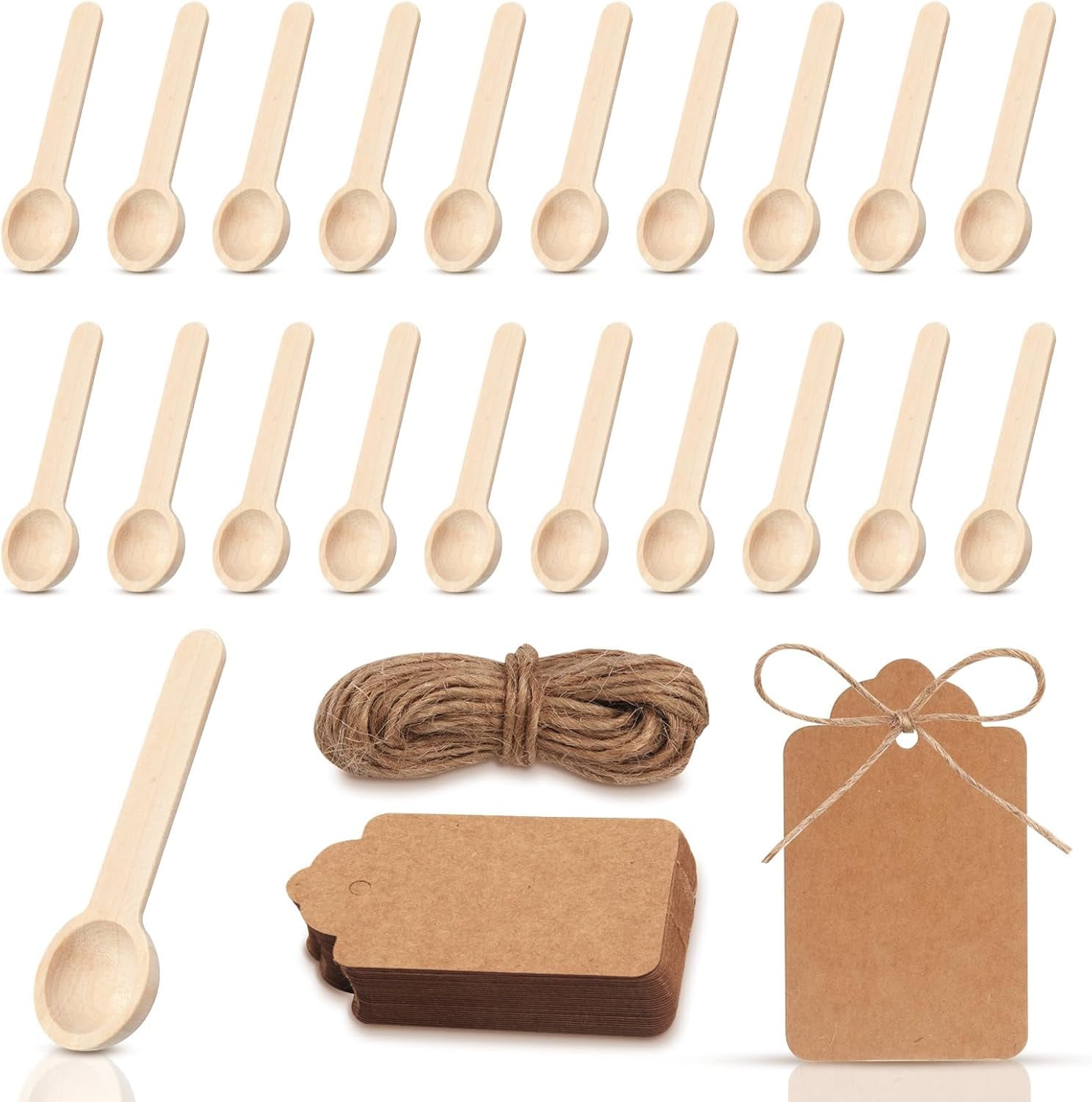 51 Sets Mini Wooden Spoons - Small Wooden Spoons Disposable Small Spoon ...