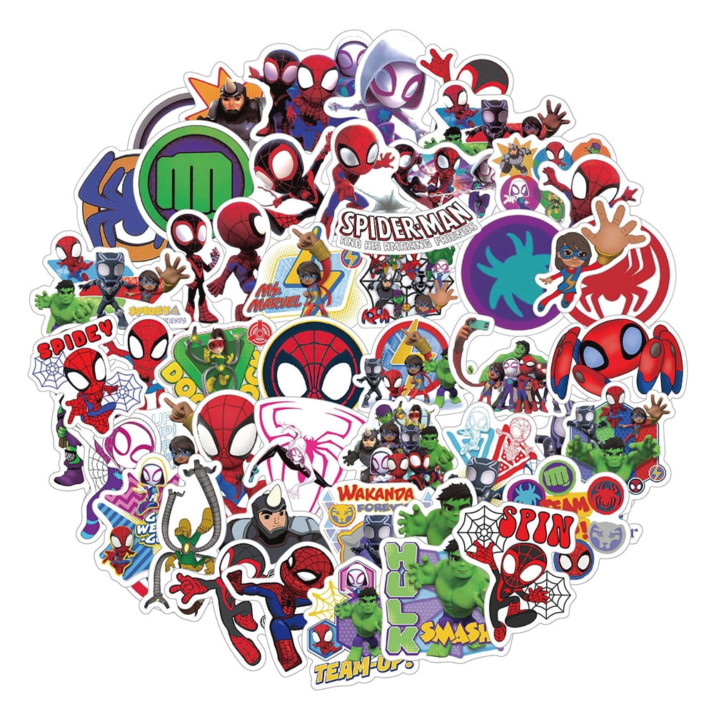 51 Spider Kids Stickers, Children's Cartoon Fun Graffiti Stickers ...