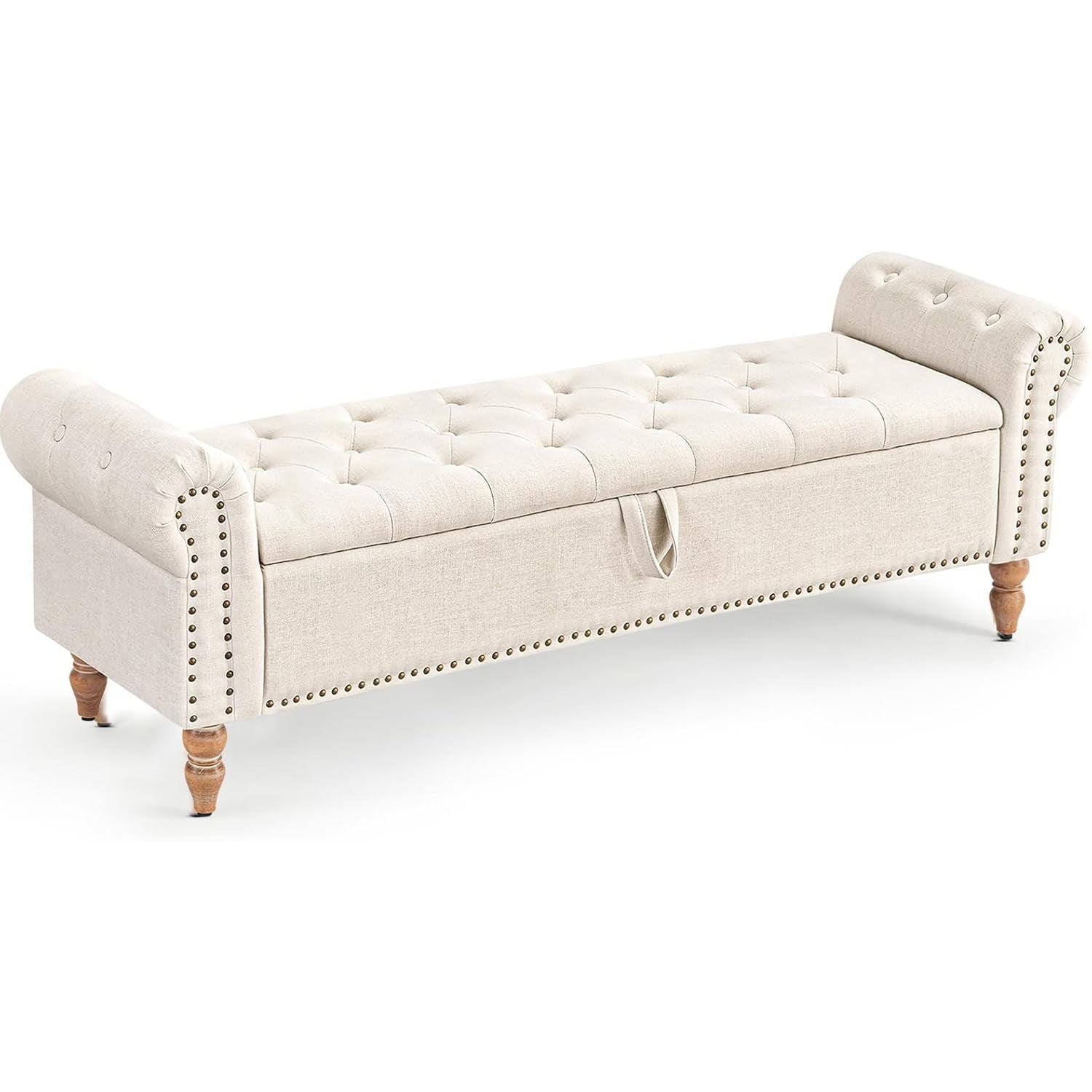 51” Storage Benches, End of Bed Bench with Button-Tufted Large ...
