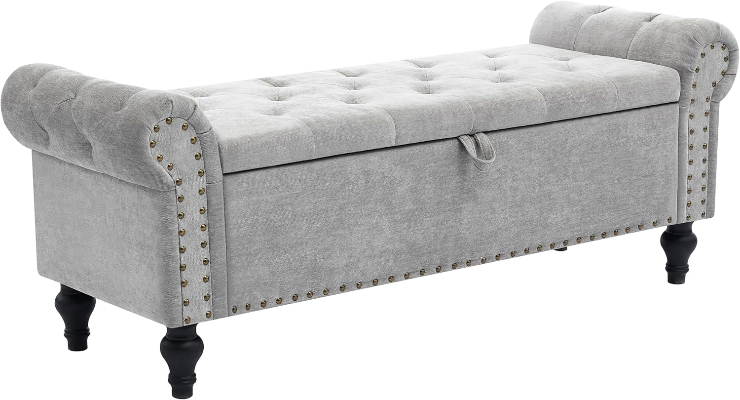 51" Storage Ottoman Bench, End of Bed Bench for Bedroom, Window Benches ...
