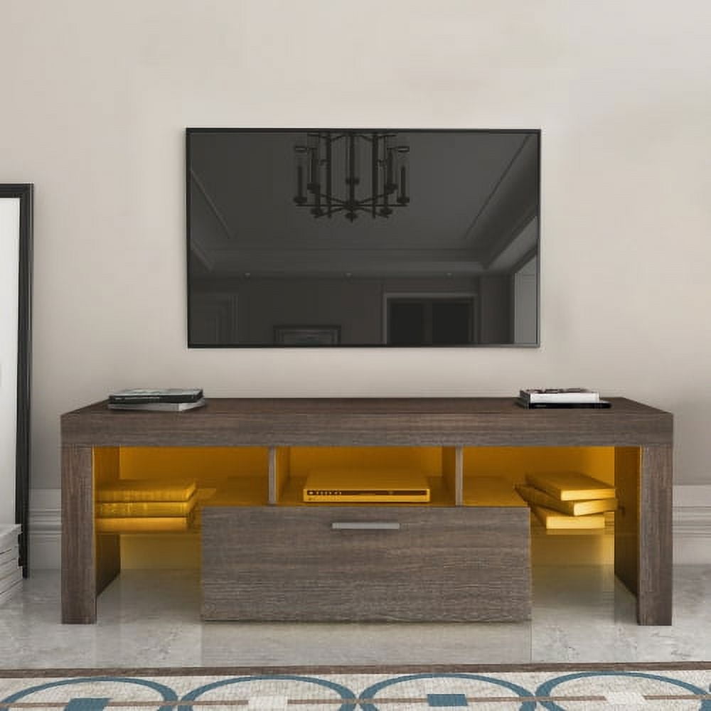 51" TV Stand Fit up to 50" TV,Media Console Table with LED Light and 2 ...