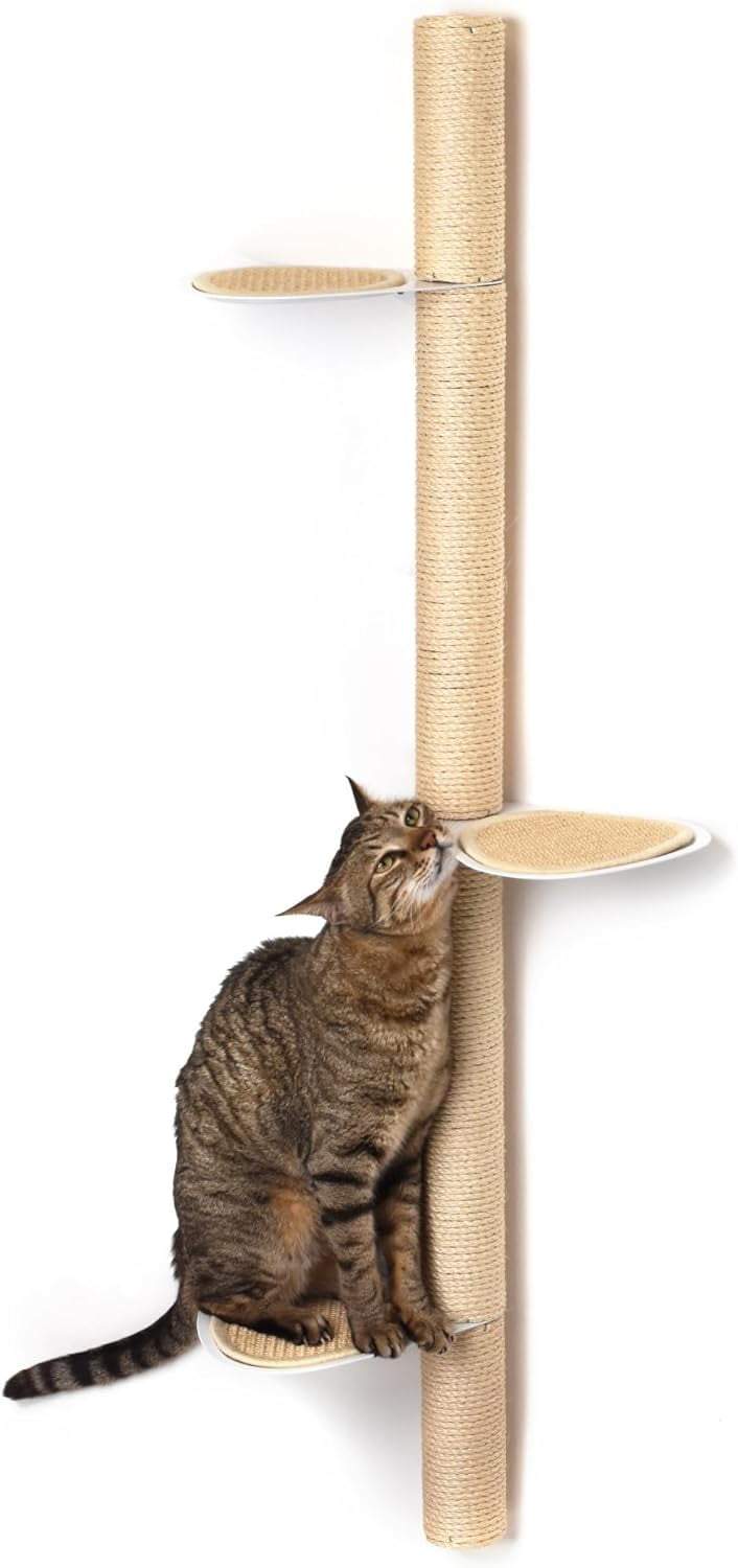 51" Wall-Mounted Cat Tree – Modern Space-Saving Cat Shelf with Sisal ...
