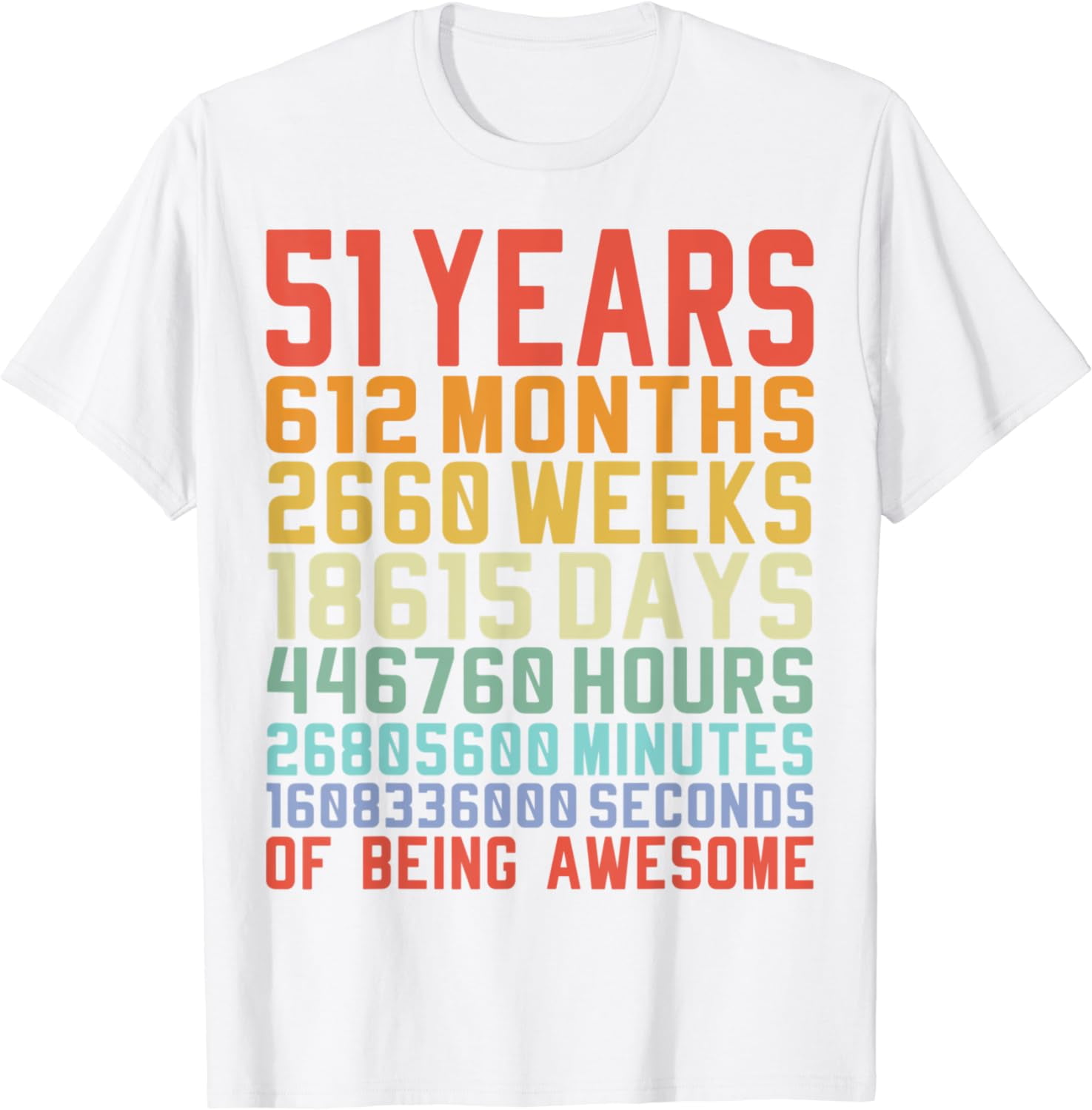 51 Years Old 51th Birthday Vintage Months Days Retro Gift T-Shirt ...