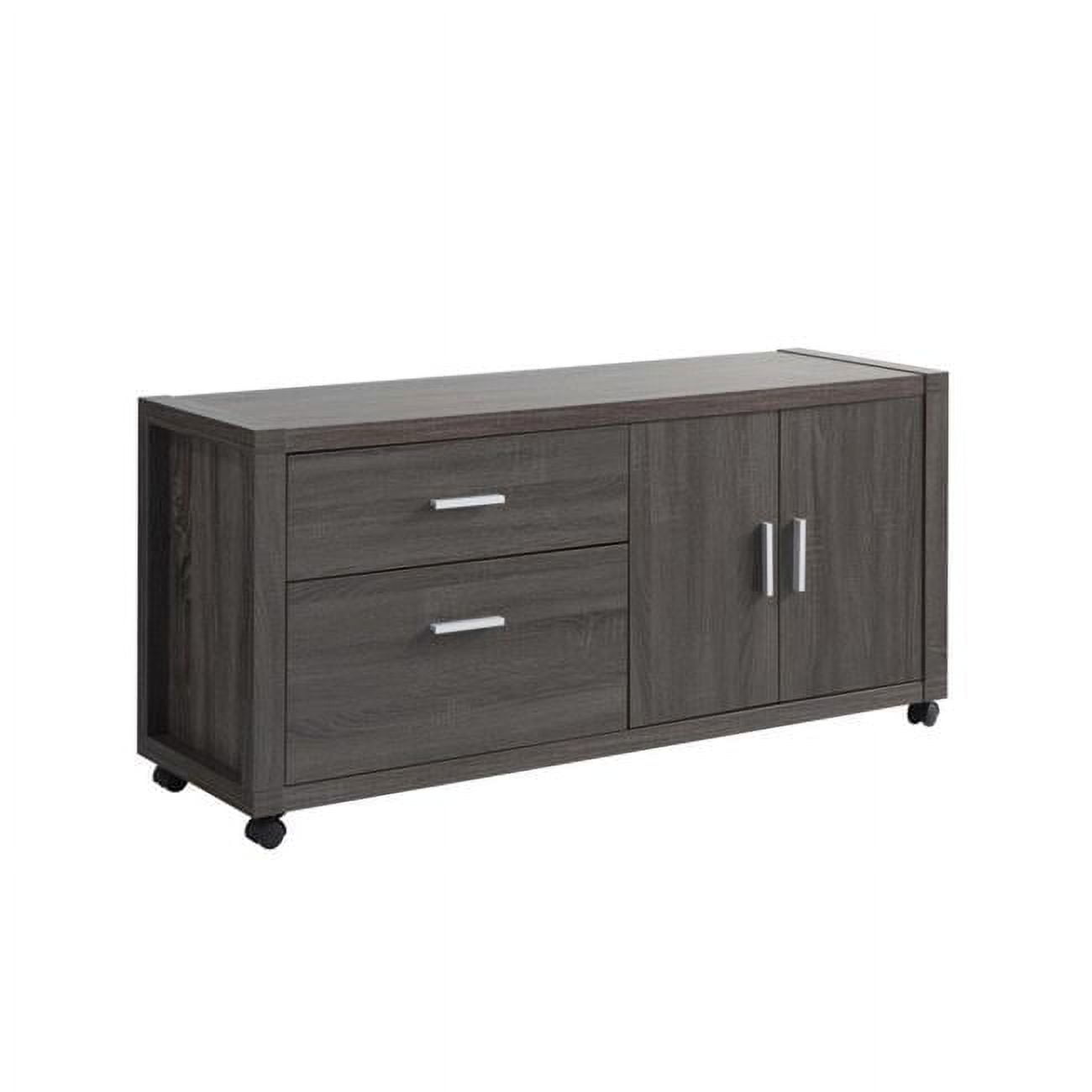 51 in. 2 Drawers & Wheels Lou Modern Office Credenza File Cabinet, Gray ...