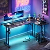 Bestier 52 inch Corner Gamer Desk with LED Lights & Shelves, Pink ...
