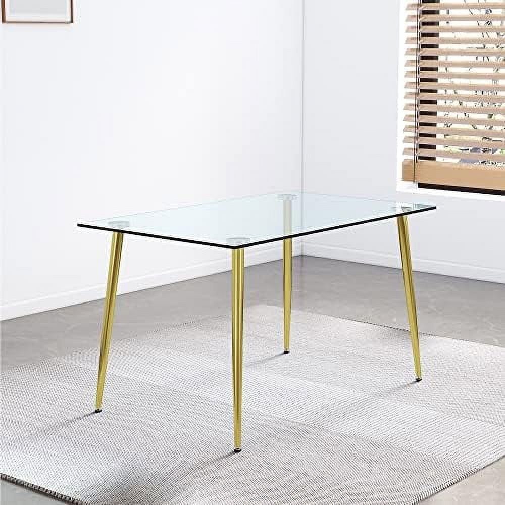 51 inch Glass Dining Table for 4, Rectangular Glass Dining Room Table ...