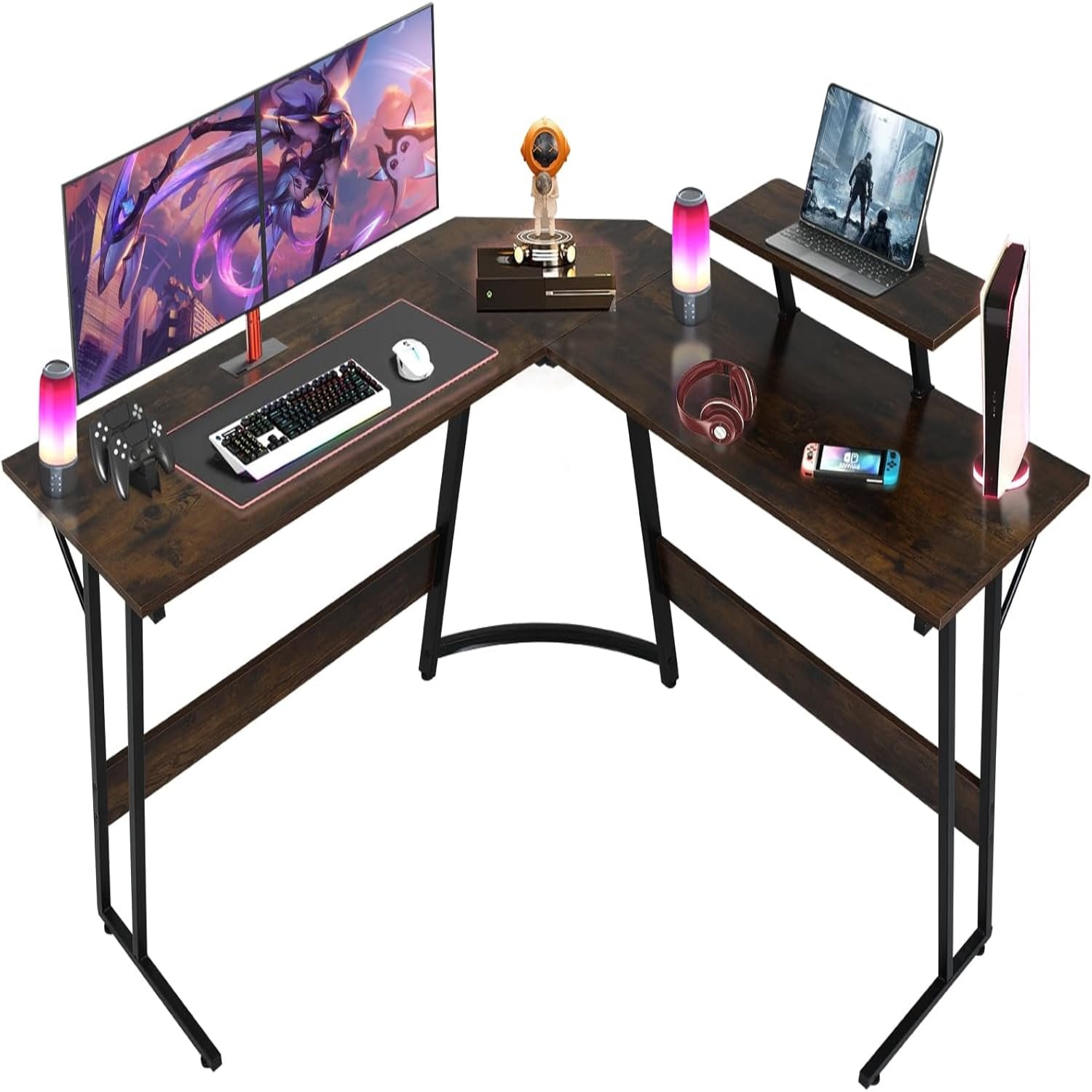 51 inch L Shaped Gaming Desk Computer Desk for Bedroom White L shaped ...
