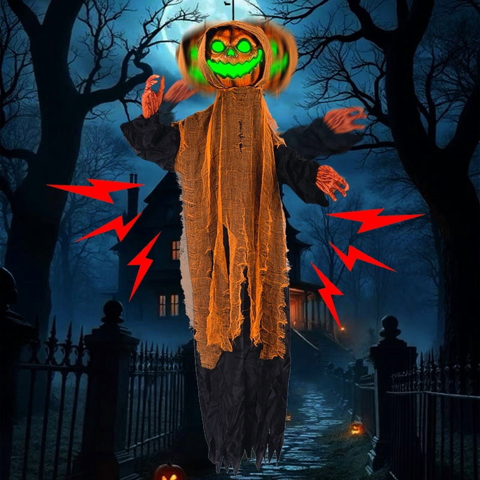 51 inches Shaking Halloween Pumpkin Scarecrow Props,Halloween Hanging ...