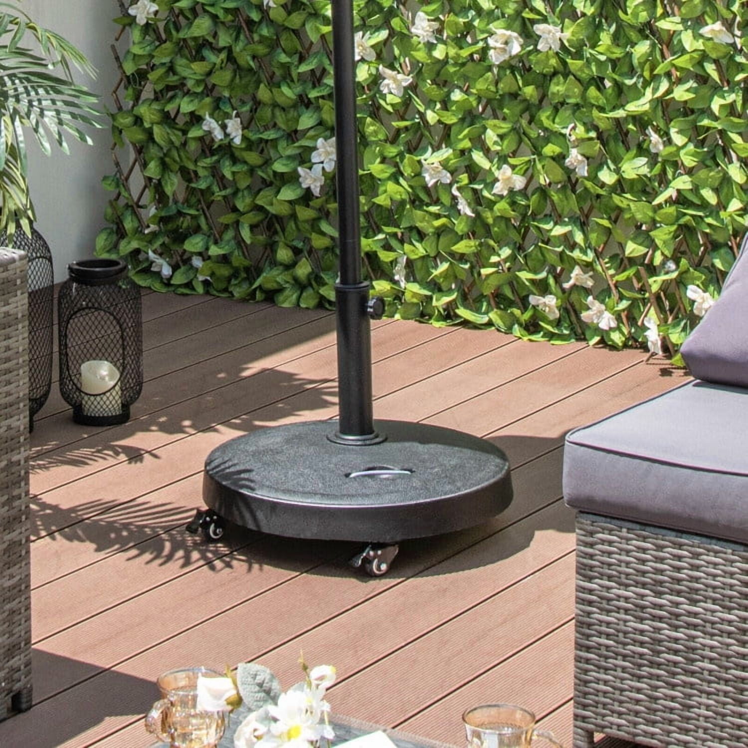51 lbs Outdoor Umbrella Base with Wheels and Handles, 20.5 Inch Resin ...