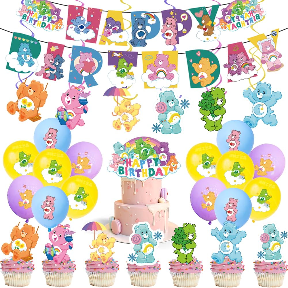 51 pcs care bear cute Bears Party Decorations Party Favors Includes ...