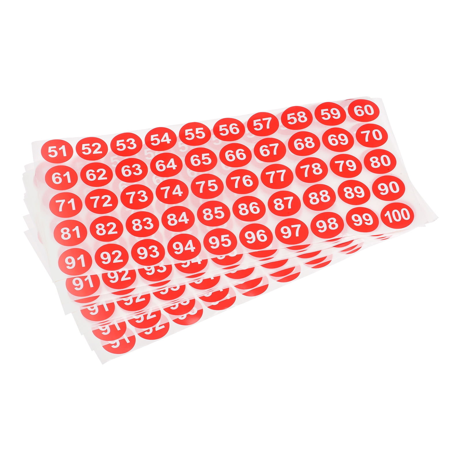 51 to 100 Number Stickers Number Label Self Adhesive Marked Sticker Red ...