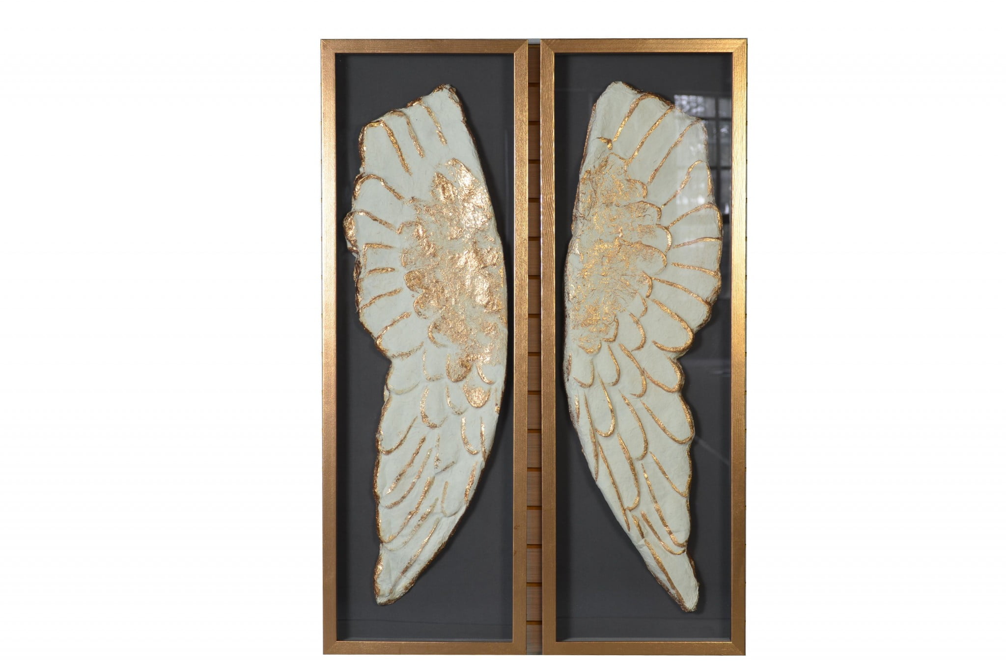51" x 2" x 47" White And Gold, Glass - Shadow Box - Walmart.com