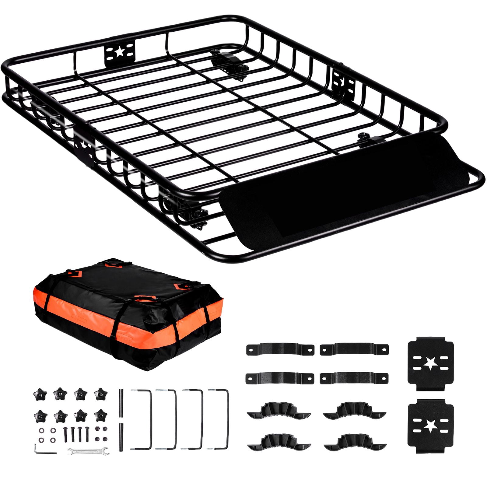 51 x 36 x 5 Inch Roof Top Cargo Basket with 15 Cu Ft Waterproof Storage ...