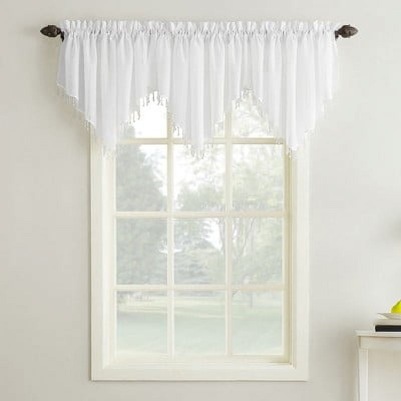 51"x24" No. 918 Sheer Erica Crushed Voile Ascot Beaded Rod Pocket Curtain Valance - Walmart.com