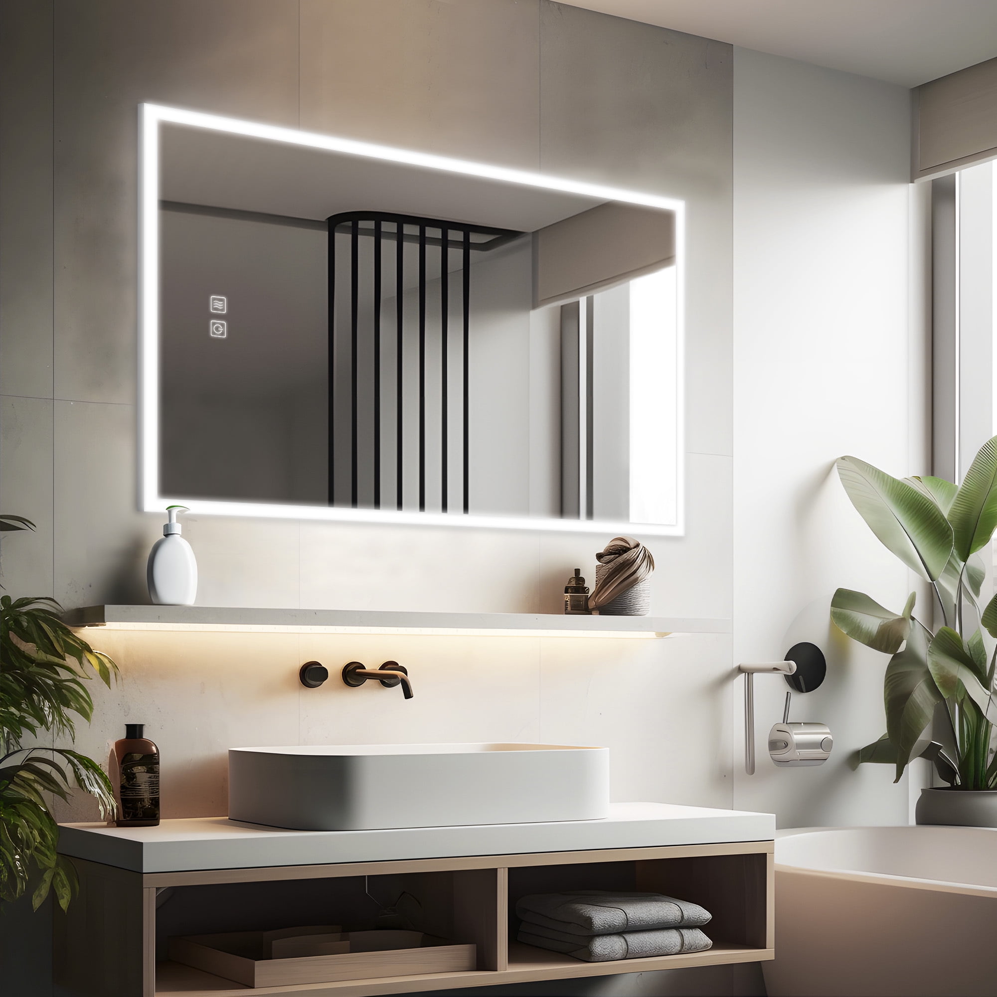 51"x31" Edge LED Lighted Wall Mounted Bathroom Mirror Modern Rectrangle ...