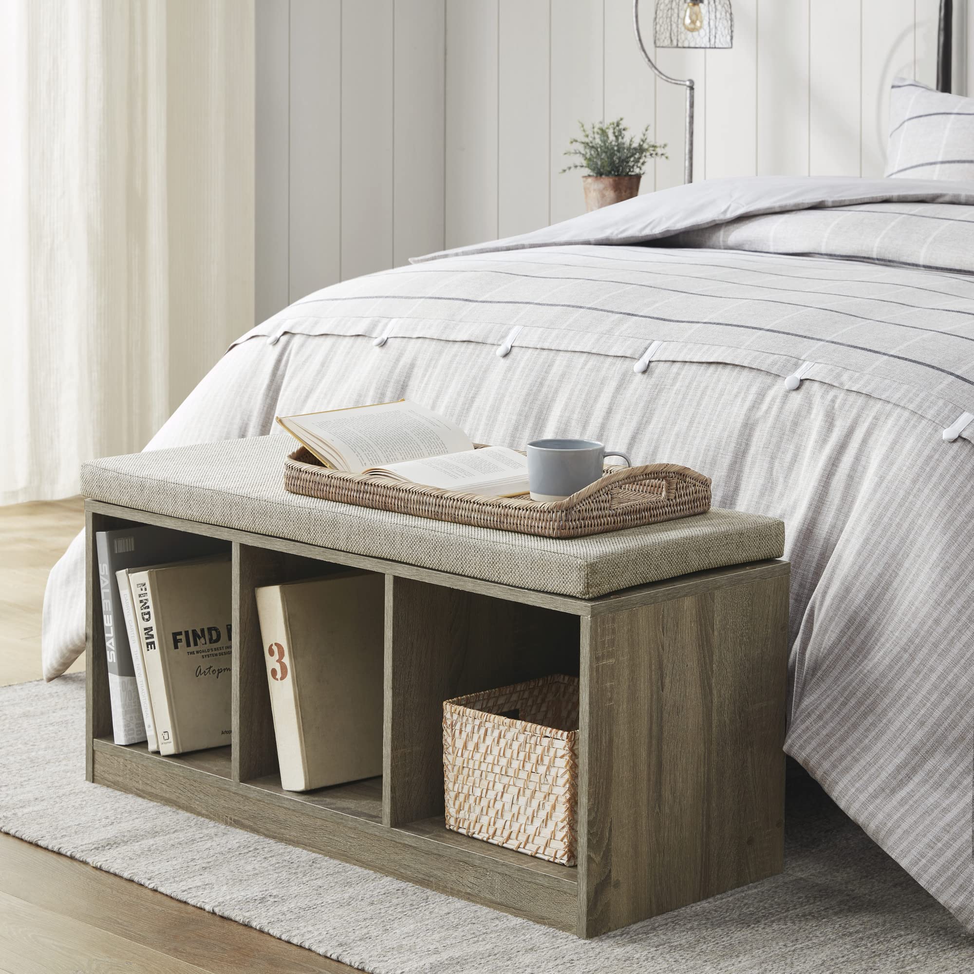 Roundhill Furniture Rouen Storage Bench, White - Walmart.com