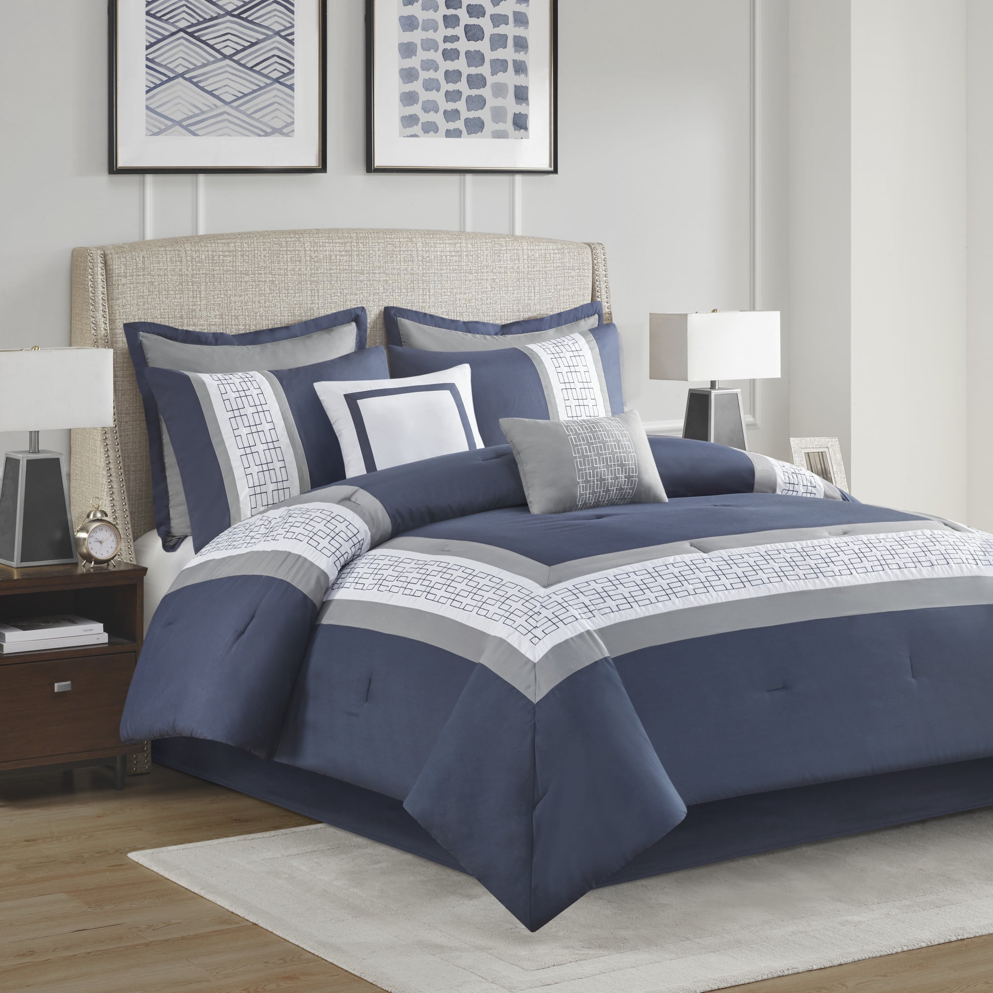 510 Design Bedding Size California King Powell 8-Piece Embroidered ...
