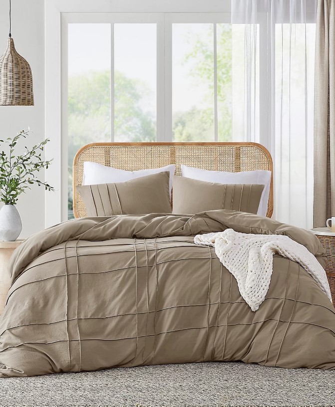 510 Design Porter Pleated 3-Pc. Duvet Cover Set-Cali King-Khaki ...