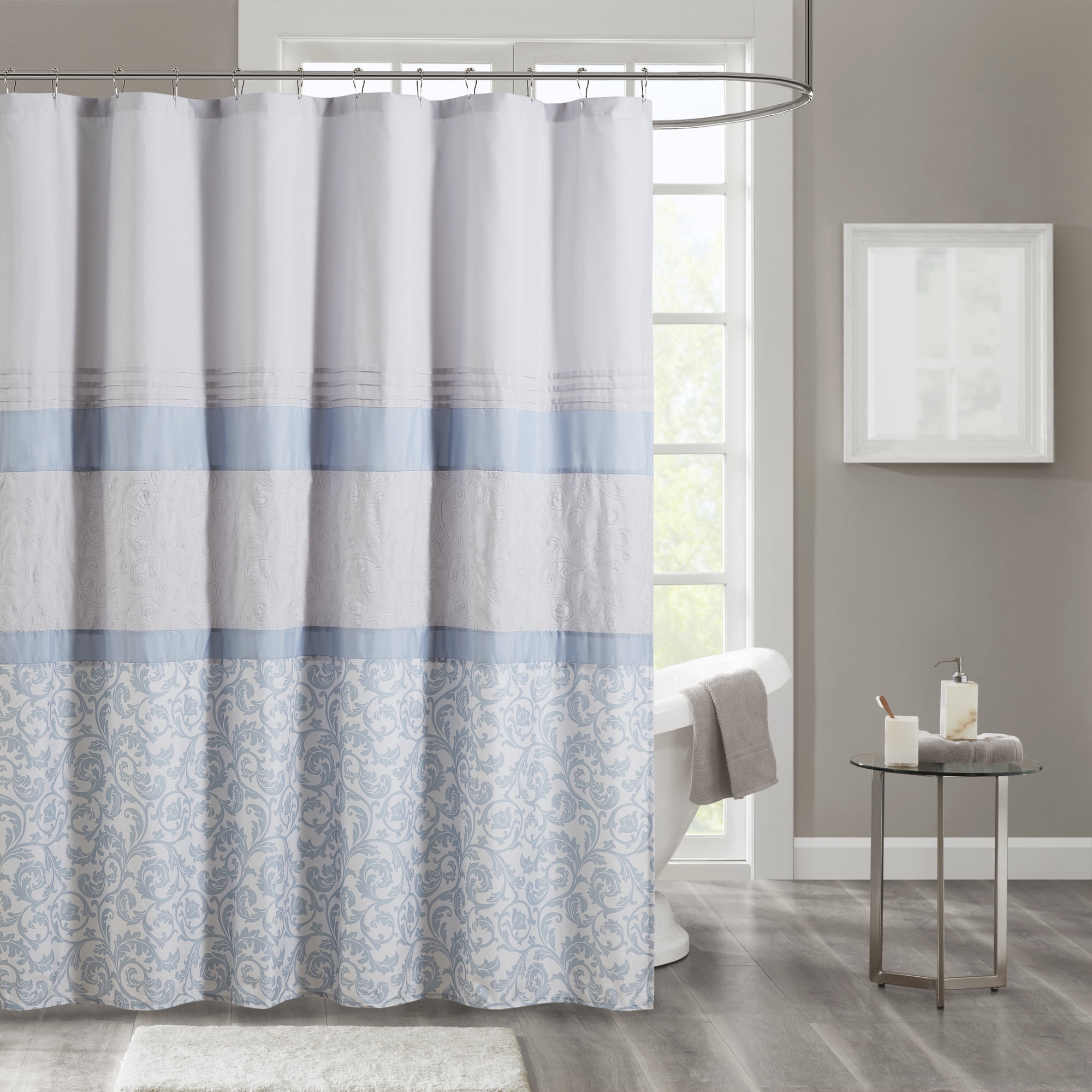 510 Design Ramsey Printed and Embroidered Shower Curtain, Blue, 72x72 ...