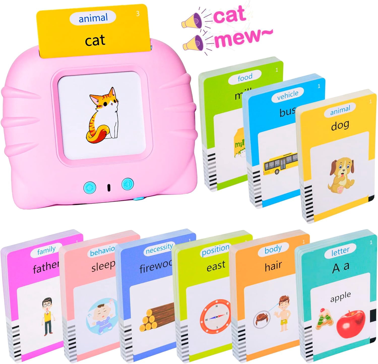 510 Talking Flash Cards for Kids 2-4 - Pocket Speech Therapy Toys for ...