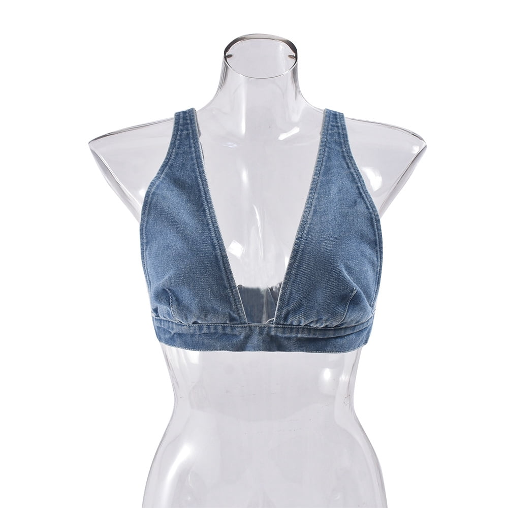 51071 Women's Clothing 2024 Summer New Denim Washed Sexy Vest Bra Back ...
