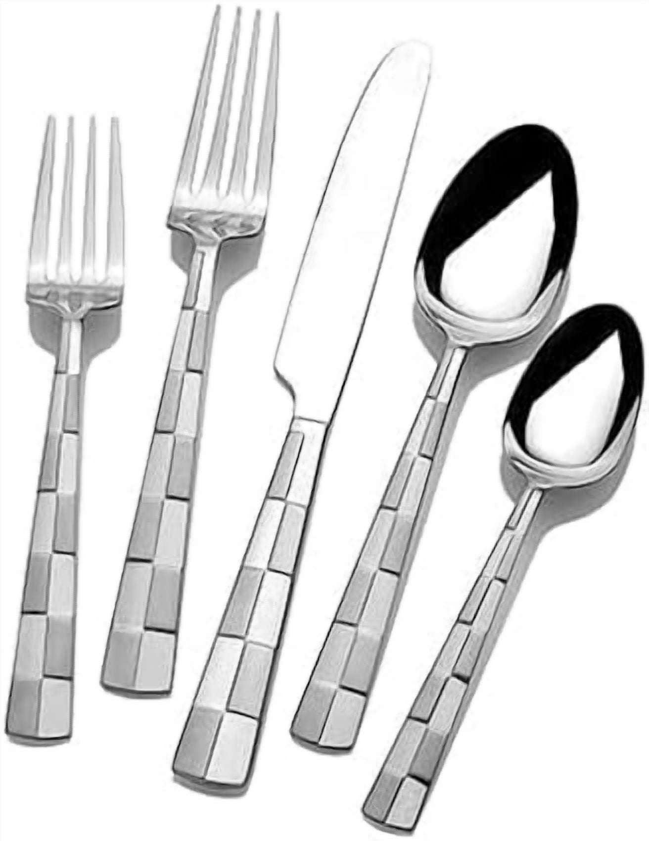 5108515 Checkered Frost Stainless Steel Flatware, 20-Piece Set, Service ...