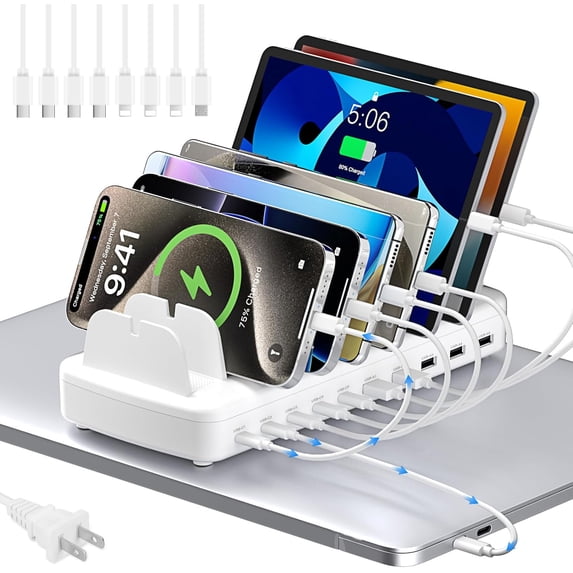 510W Fast Charging Station for Multiple Devices, 10 Port USB C Charger ...