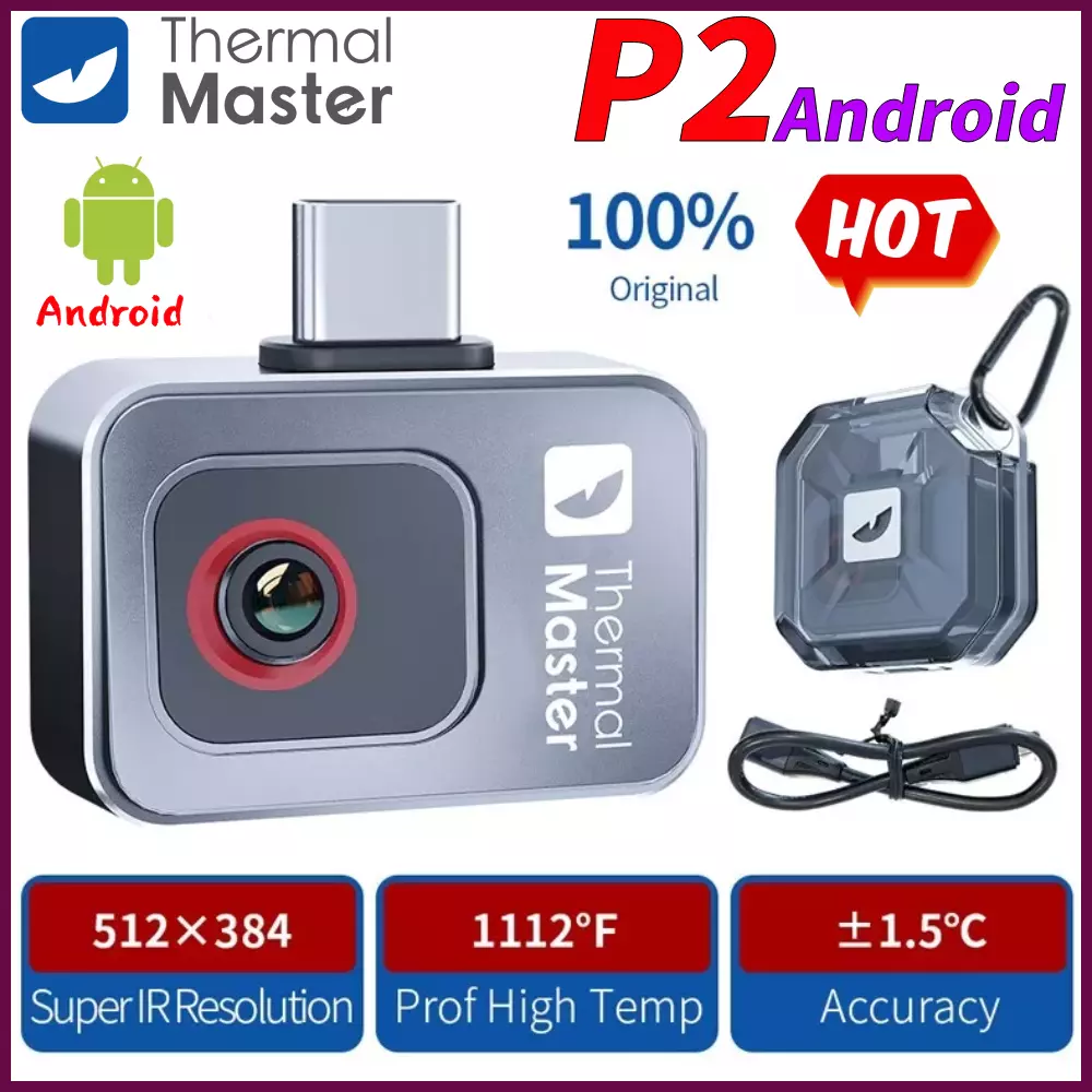 512×384 P2 Thermal Camera Android,1112℉,15x Zoom,USB-C Infrared Thermal ...